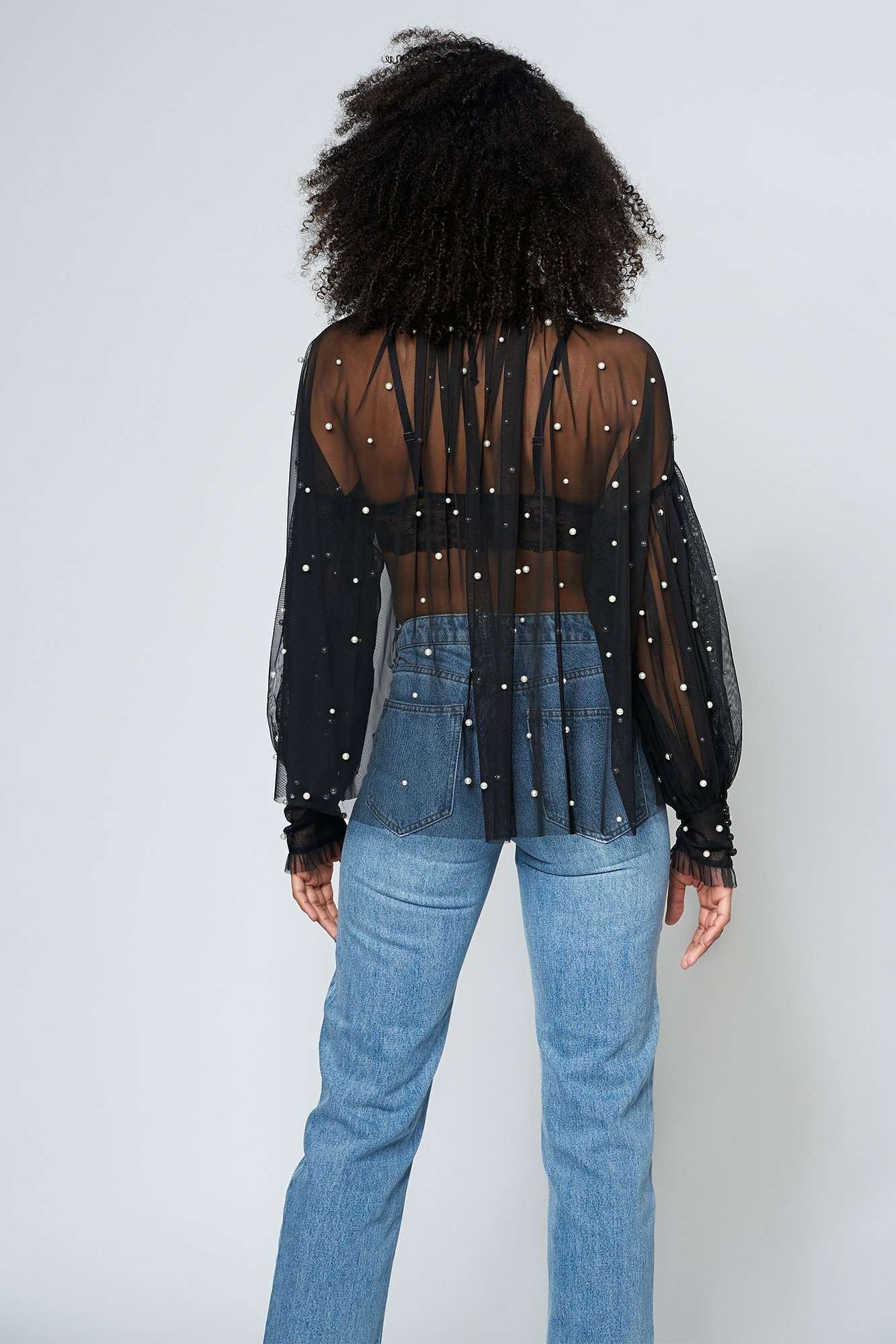 Bella Pearl Trim Mesh Top – LUVMEMORE